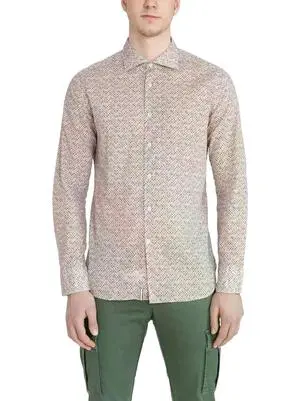 TINTORIA MATTEI 954 Geometric-print Shirt - Neutrals