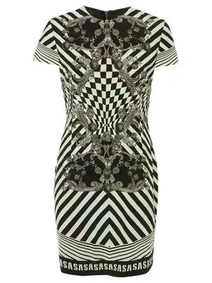 VERSUS Printed Crepe Mini Dress - Black