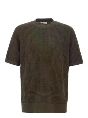 KANGRA Honeycomb-stitch Short-sleeved Top - Brown