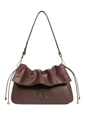 COCCINELLE Coccinelle Lidia Logo-Embossed Ruched-Flap Shoulder Bag Brown