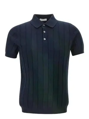 DIKTAT Ribbed-knit Polo Shirt - Blue