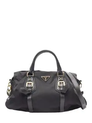 Prada Tessuto Buckle Tote Bag - Black