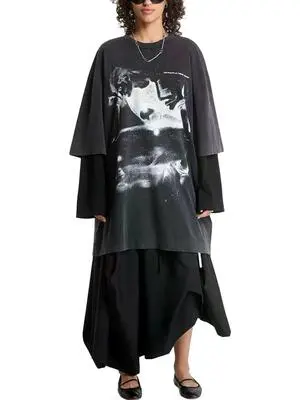Off-White Graphic Print T-shirt Dress - Black