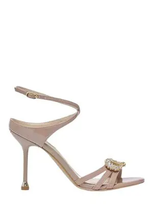 Liu Jo Crystal-embellished Patent Leather Stiletto Sandals - Neutrals
