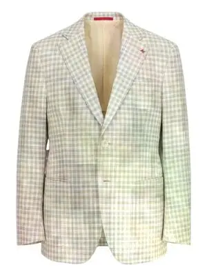Isaia Check-pattern Notched-lapel Blazer - Neutrals