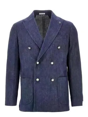 BRERAS MILANO Double-breasted Peak-lapel Blazer - Blue
