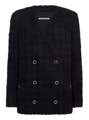 Alessandra Rich Textured Double-breasted Blazer - Black