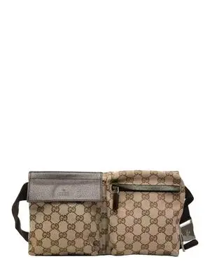 Gucci Gg Canvas Double Pocket Belt Bag - Neutrals