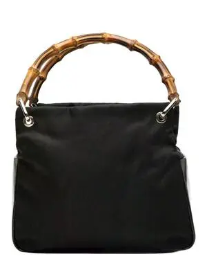 Gucci Nylon Bamboo Handbag - Black