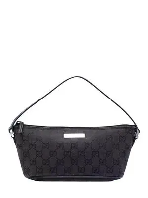 Gucci Gg Canvas Boat Shoulder Bag - Black