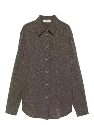 Alberta Ferretti Floral Jacquard Pussy-bow Shirt - Grey