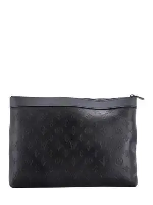 LOUIS VUITTON Discovery Pochette Monogram Shadow Leather Gm Pouch - Black