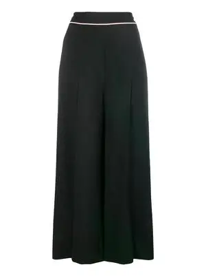 Stella McCartney High Rise Piped Wide Leg Trousers - Black