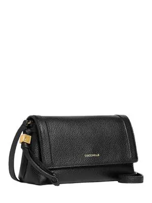 COCCINELLE Grained Leather Shoulder Bag - Black