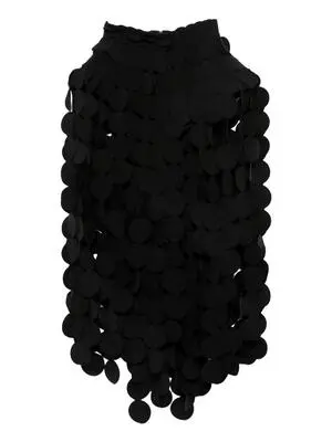 A.W.A.K.E. Mode Circle Appliqué Midi Skirt - Black