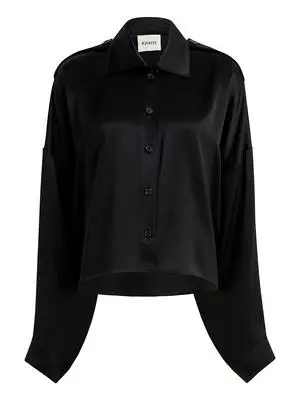 Khaite Bodine Silk Charmeuse Blouse - Black