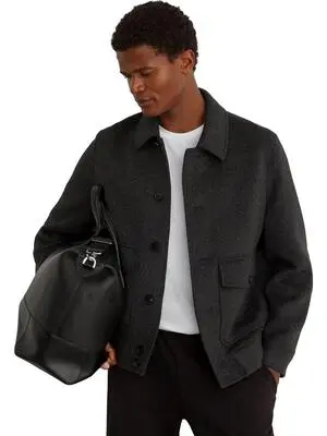 REISS Wool-blend Bomber Jacket - Charcoal Grey