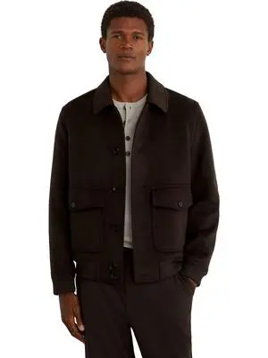 REISS Wool-blend Bomber Jacket - Chocolate Brown