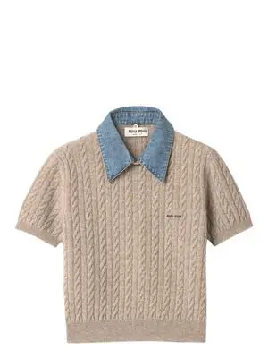 Miu Miu Wool And Cashmere Knit Sweater - Beige