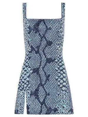 CLIO PEPPIATT Medusa Mini Dress With Snakeskin Embellishment - Blue