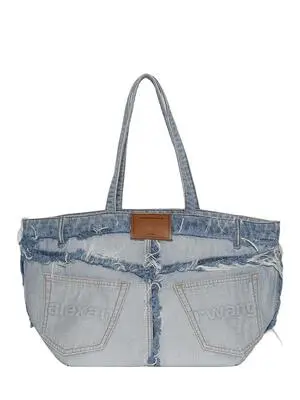 Alexander Wang Punch Denim Frayed Tote Bag - Blue