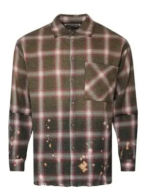 SATOSHI NAKAMOTO Patchwork Flannel Shirt Burgundy And Green - Multi