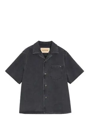 Valentino Garavani Denim Bowling Shirt - Black