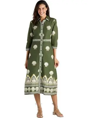 Jude Connally Minna Cotton Voile Shirt Dress - Gilded Shell Loden