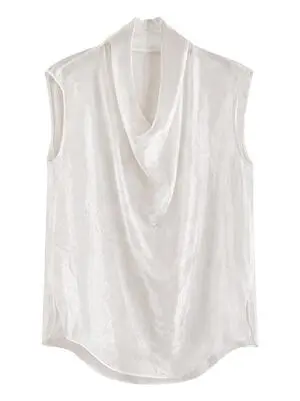 MUTE BY JL Sheering Drape Front Top - White