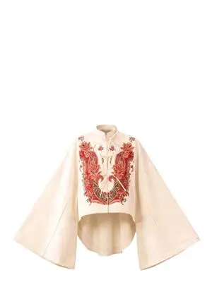 COLLECTED XX White Kimono Shirt With Red Paisley Print - White/red