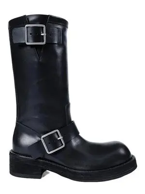 ANN DEMEULEMEESTER Leather Buckle Detail Boots - Black