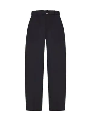 Sacai Wide-leg Wool-blend Trousers With Belt - Black
