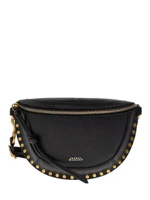 Isabel Marant Étoile Hammered Leather Belt Bag With Studs - Black