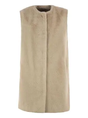 Herno HERNO Long Faux Fur-Effect Gilet Cream
