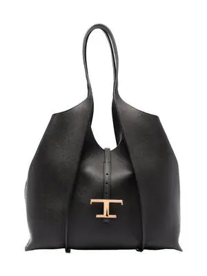 TOD'S T Timeless Leather Tote Bag - Black