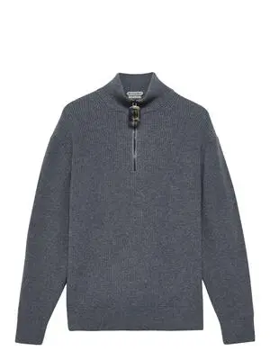 JW Anderson Half-zip Ribbed Wool And Cotton Blend Jumper - Multicolor