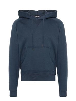 TOM FORD Cotton Drawstring Hoodie - Blue