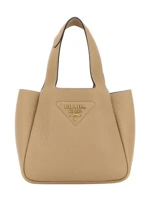 Prada Leather Tote Bag - Cream