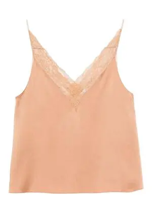 FORTE_FORTE Lace Trim V-neck Top - Multicolor