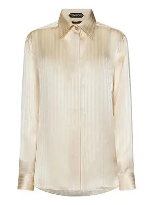 TOM FORD Whitney Striped Fluid Shirt - Nude