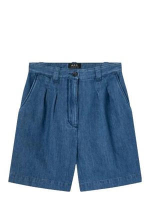 A.p.c. Pleated Cotton Shorts - Blue
