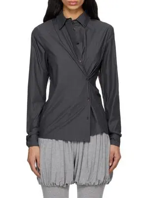 Paloma Wool Asymmetrical Long-sleeve Shirt With Snap Cuffs - Black