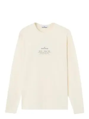 Stone Island Regular-fit Long-sleeve T-shirt With Stone Print Ivory