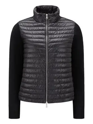 Moncler Padded Contrasting Zip-up Jacket - Black