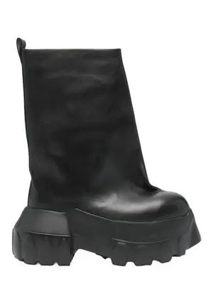 Rick Owens Round-toe Boots With Pull Tab - Black