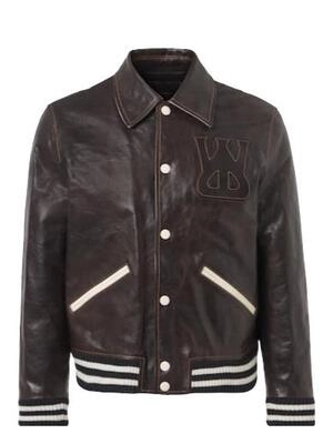 WALES BONNER Prince Leather Varsity Jacket - Black