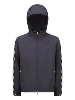 Moncler Moyse Zip-up Hooded Jacket With Jacquard Belt - Black