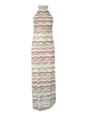 Missoni Zigzag-knit Halterneck Maxi Dress - Multi-color