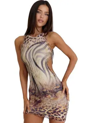 OUTCAST Kelli Mini Dress In Caliope - Print