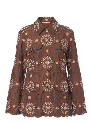 Veronica Beard Kiki Broderie Anglaise Linen Jacket - Multicoloured